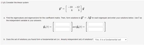 solved consider the linear system y [ 10 12 6 8] y