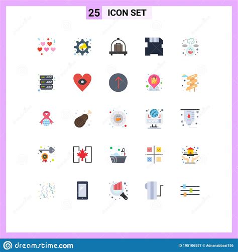 Flat Color Pack Of 25 Universal Symbols Of Storage Database Luggage Lab Chemistry Stock