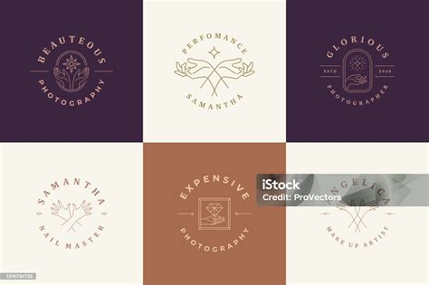 신비한 별과 여성 손 벡터 일러스트로 설정된 매직 로고 엠블럼 디자인 템플릿 최소한의 선형 스타일 로고에 대한 스톡 벡터 아트 및 기타 이미지 Istock