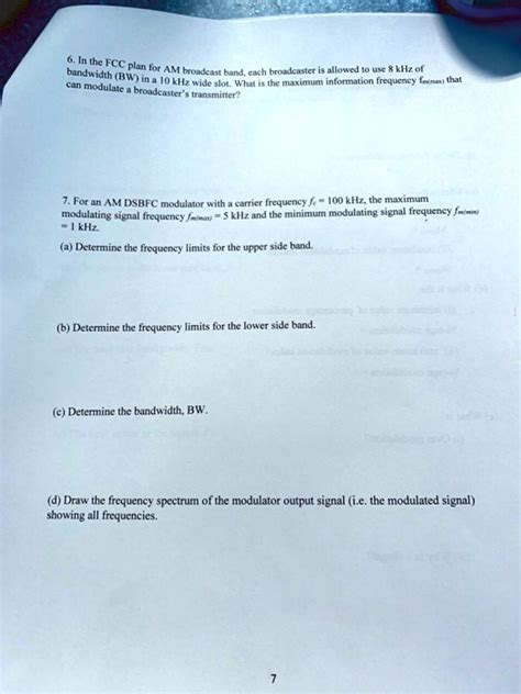 Solved 1khz A Determine The Frequency Limits For The Upper Sideband B Determine The
