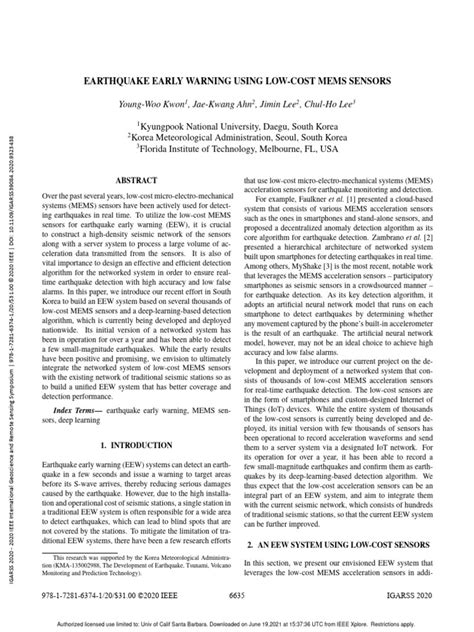 Earthquake Early Warning Using Low Cost Mems Sensors Pdf Seismology Accelerometer