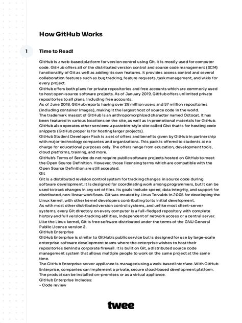 Twee How Github Works Pdf Version Control Information Technology