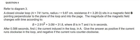 Solved QUESTION Refer To Diagram A Closed Circular Loop Chegg