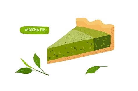 말차 파이 수제 비건 일본 녹차 페이스트리 말차 일본 치즈 케이크 조각 벡터 플랫 절연 메뉴 조리법 카페 레스토랑 녹차 맛 일본