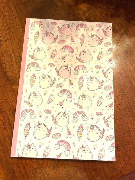 Error Notebook Unicorn Notebook Pink Unicorn With Ice Creams Rainbows And Donuts 6x9