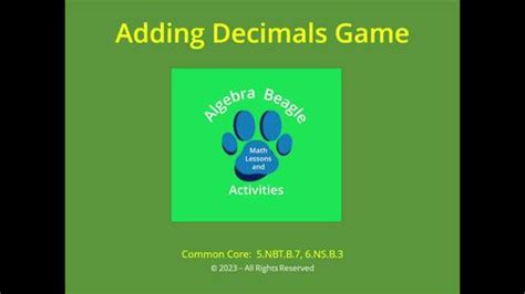 Adding Decimals PowerPoint Tic Tac Toe Game By Algebra Beagle TPT
