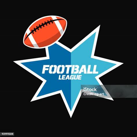 미식 축구 볼 아이콘과 스타 모양 배너 또는 엠 블 럼 디자인 Championship에 대한 스톡 벡터 아트 및 기타 이미지 Championship 검은색 경기