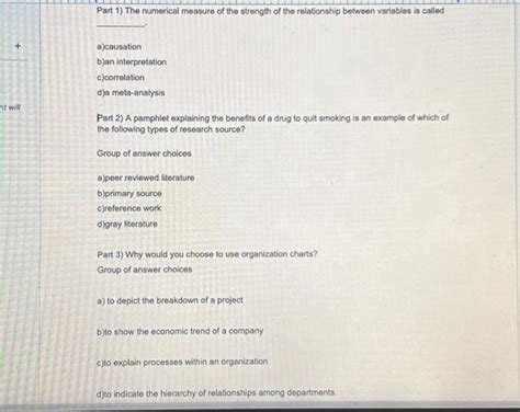 Solved Part 1 The Numerical Measure Of The Strength Of The