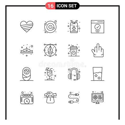 Outline Pack Of 16 Universal Symbols Of Success Interface Satellite Communication Press