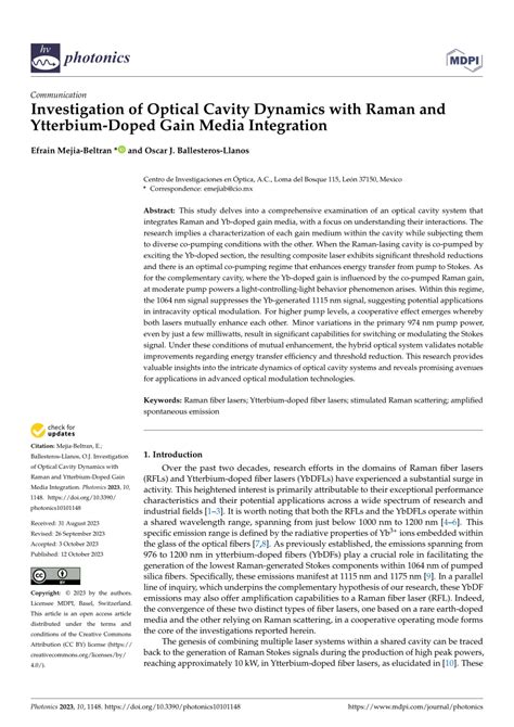pdf investigation of optical cavity dynamics with raman and ytterbium