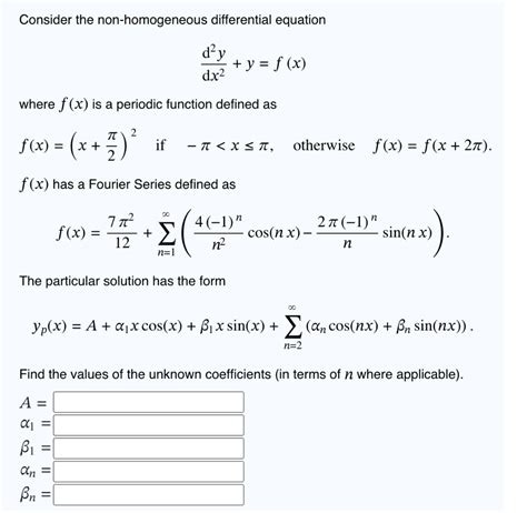 Solved Find The Values Of The Unknown Coefficients In Terms