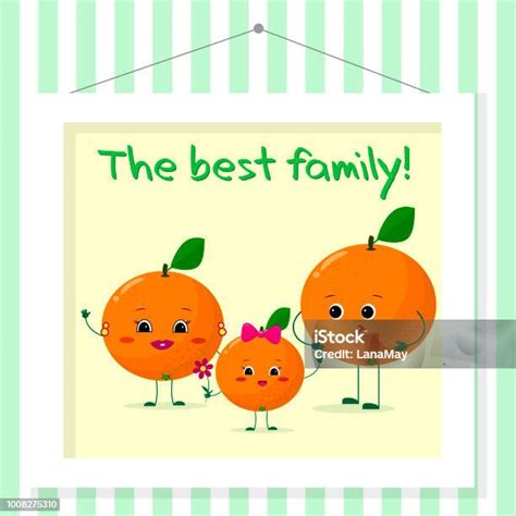 오렌지 스마일 엄마 아빠와 아이 만화 스타일에서의 가족 줄무늬 벽에 그림에 사진 0명에 대한 스톡 벡터 아트 및 기타 이미지 0명 건강한 생활방식 건강한 식생활