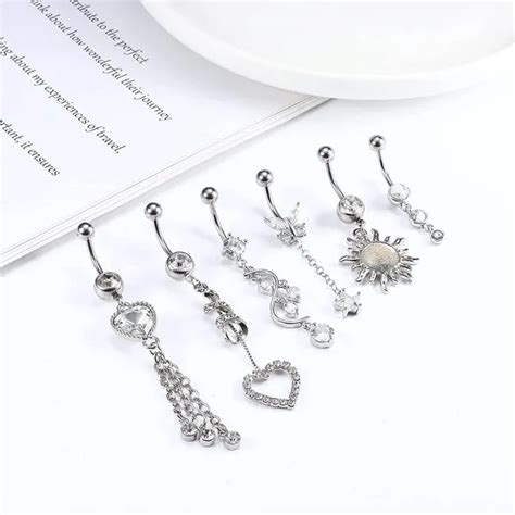 Dropship 14g Dangle Belly Button Rings Surgical Belly Rings For Women Navel Piercing Dangly