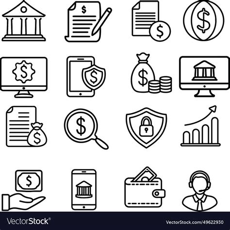 Finance Icons Line Set Payments Money Royalty Free Vector