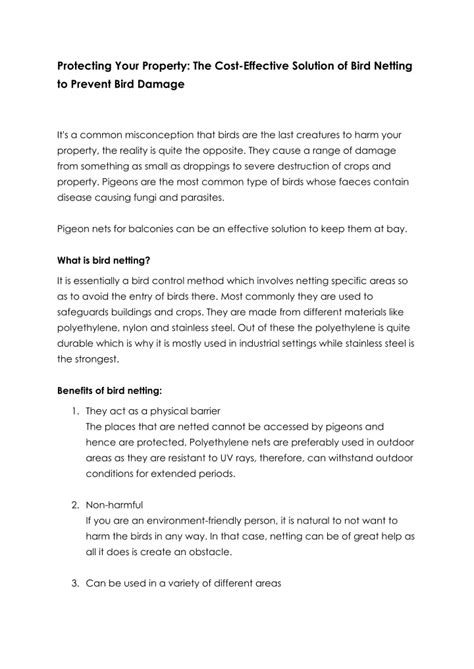 Ppt Protecting Your Property The Cost Effective Solution Of Bird Netting To Prevent Bird