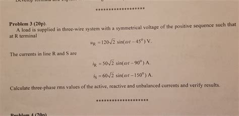 Solved Problem 3 20p A Load Is Supplied In Three Wire