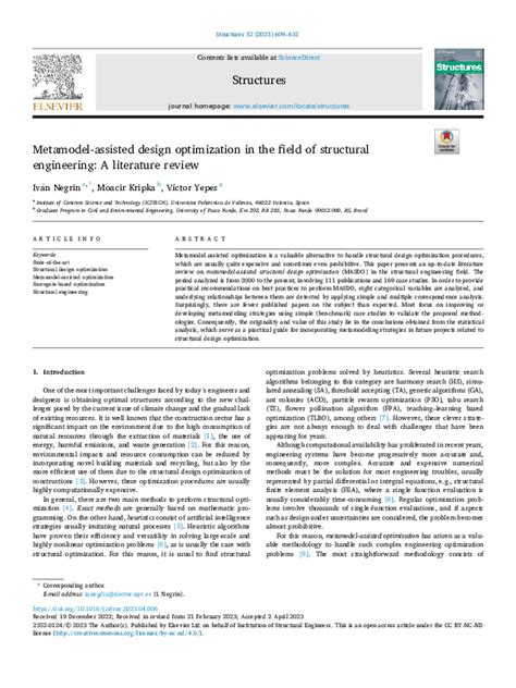 Metamodel Assisted Design Optimization In The Field Of Structural Engineering A Literature Review