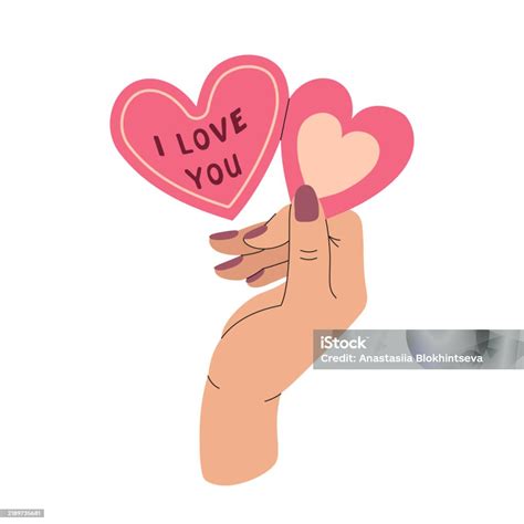발렌타인 데이 인사말 카드 손은 사랑 메시지와 함께 발렌타인 마음을 잡고 있습니다 2 월 14 일 사랑의 축제 14에 대한 스톡 벡터 아트 및 기타 이미지 Istock