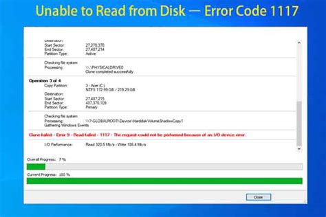 Failed To Read Disk Error 1117 Fix The Issue With This Guide