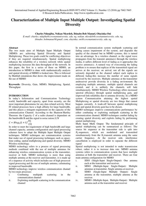 Pdf Characterization Of Multiple Input Multiple Output Investigating