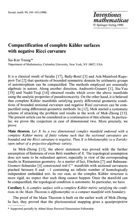 Pdf Compactification Of Complete Kähler Surfaces With Negative Ricci Curvature