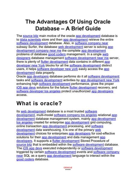 the advantages of using oracle database a brief guide pdf