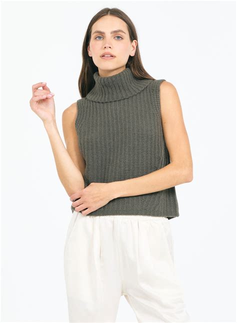 Polly Cashmere Vest Fir One Grey Day
