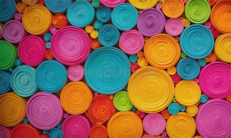 Vibrant Array Colorful Plates And Bowls In Shades Blue Pink Orange Yellow And Green Are