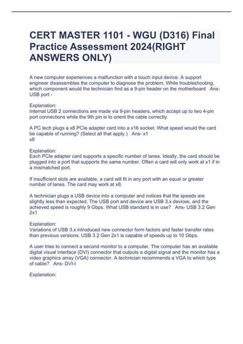 Cert Master 1101 Wgu D316 Final Practice Assessment 2024right