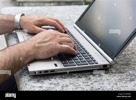 Man Typing On Computer Stock Photo Alamy
