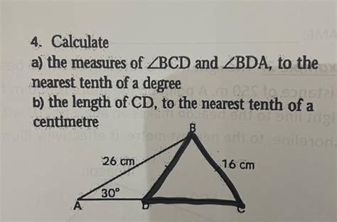 Solved 4 Calculate A The Measures Of ∠bcd And ∠bda To The