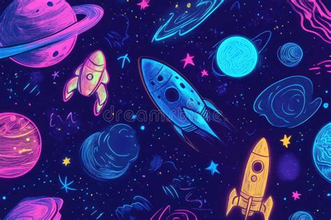 These Doodles Showcase A Lively Cosmic Scene Filled With Colorful