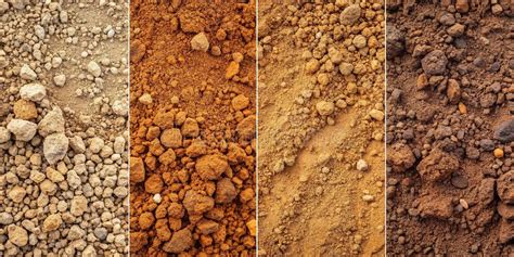 Closeup Comparison Of Diverse Soil Textures Clay Sandy Silty And Loamy
