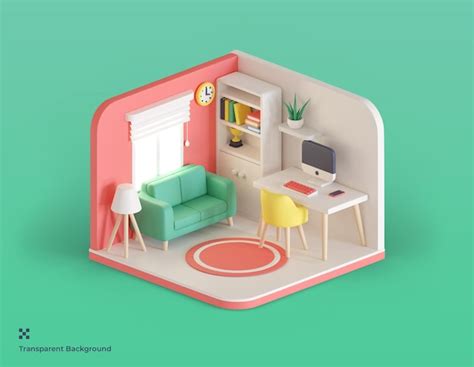 Premium Psd Workspace Isometric 3d Illustration