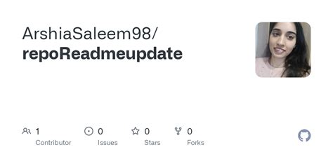 GitHub ArshiaSaleem RepoReadmeupdate