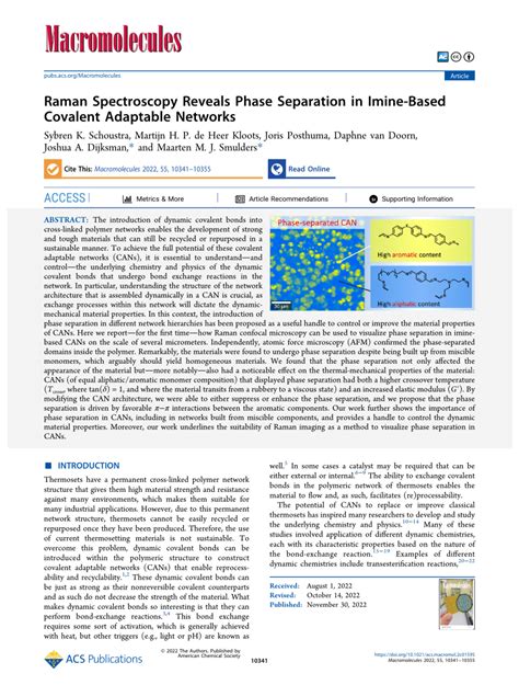 Pdf Raman Spectroscopy Reveals Phase Separation In Imine Based