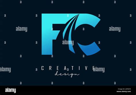 Creative Blue Letter FC F C Logo With Leading Lines And Road Concept Design Letters With