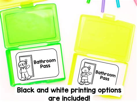 Bathroom Pass Restroom Passes Printable Elementary School Classroom Decor Back To School