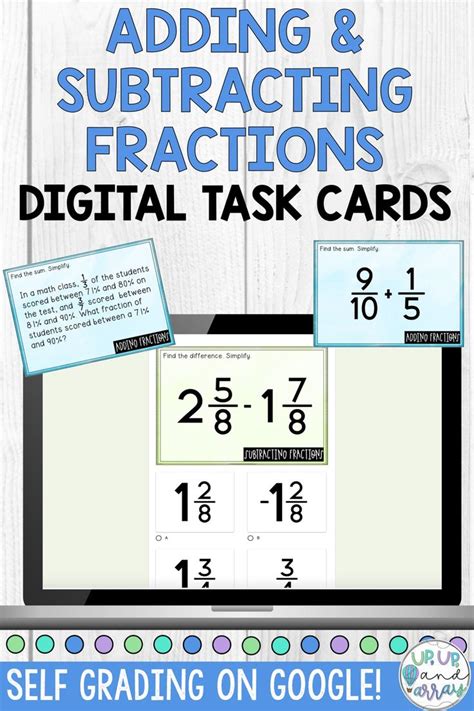 Add And Subtract Fractions Digital Task Cards Adding And Subtracting Fractions Subtraction