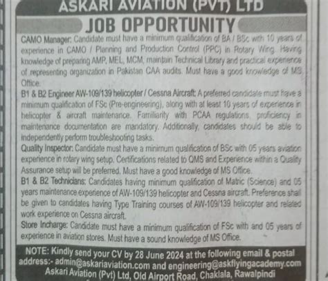 javed ali on linkedin job opportunity askari aviation and askari flying