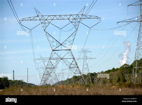 Electrical Power Lines From A Nuclear Power Plant Tampa Florida Fl