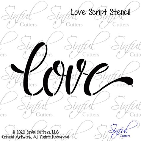 Love Script Stencil Svg Cut File Cut At Home Culinary Stencil Cookie Stencil Craft Stencil