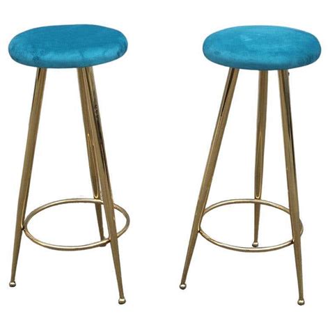 Solid Brass And Red Midcentury Plexiglass Italian Stool 1950s For Sale