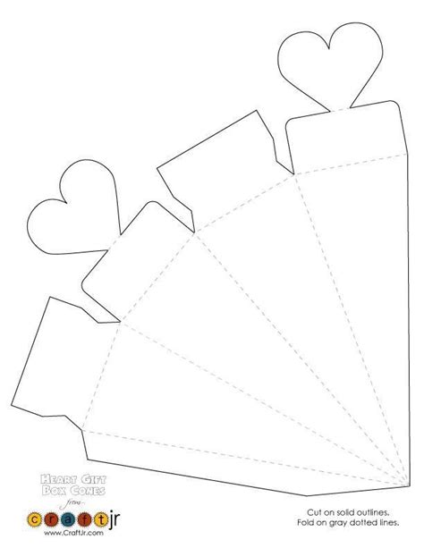 Caja Corazon T Box Template Heart T Box Cone Template