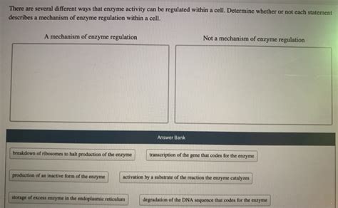 Solved There Are Several Different Ways That Enzyme Activity
