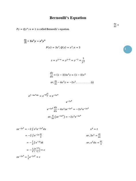 Lecture 08 Bernoullis Equation Pdf Partial Differential Equation Ordinary Differential