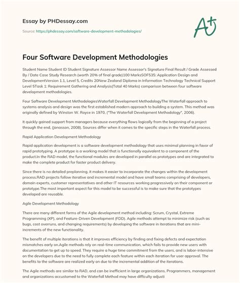 Four Software Development Methodologies