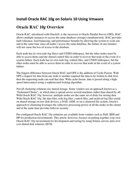 install rac on solaris vmware pdf oracle database secure shell