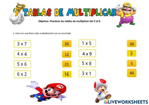 Tablas De Multiplicar Online Exercise For Tercero De Primaria Live