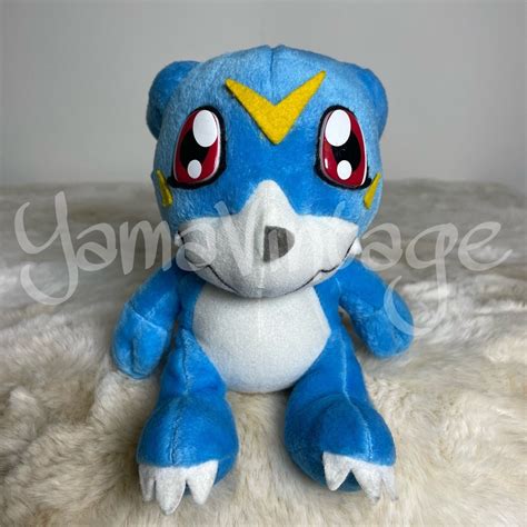 Vintage 2000s Digimon Veemon Plush Toys Hammer Dolls Stuffed Toys Anime Cartoon